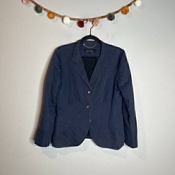 Lida Biday | Jackets & Coats | Lida Biday Navy Blue Silk Blazer Jacket ...